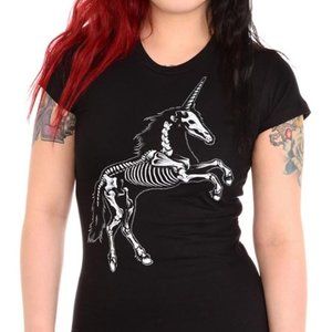 CuriOddity | Tops | New Haunted Undead Unicorn Skeleton Tee Goth Punk ...